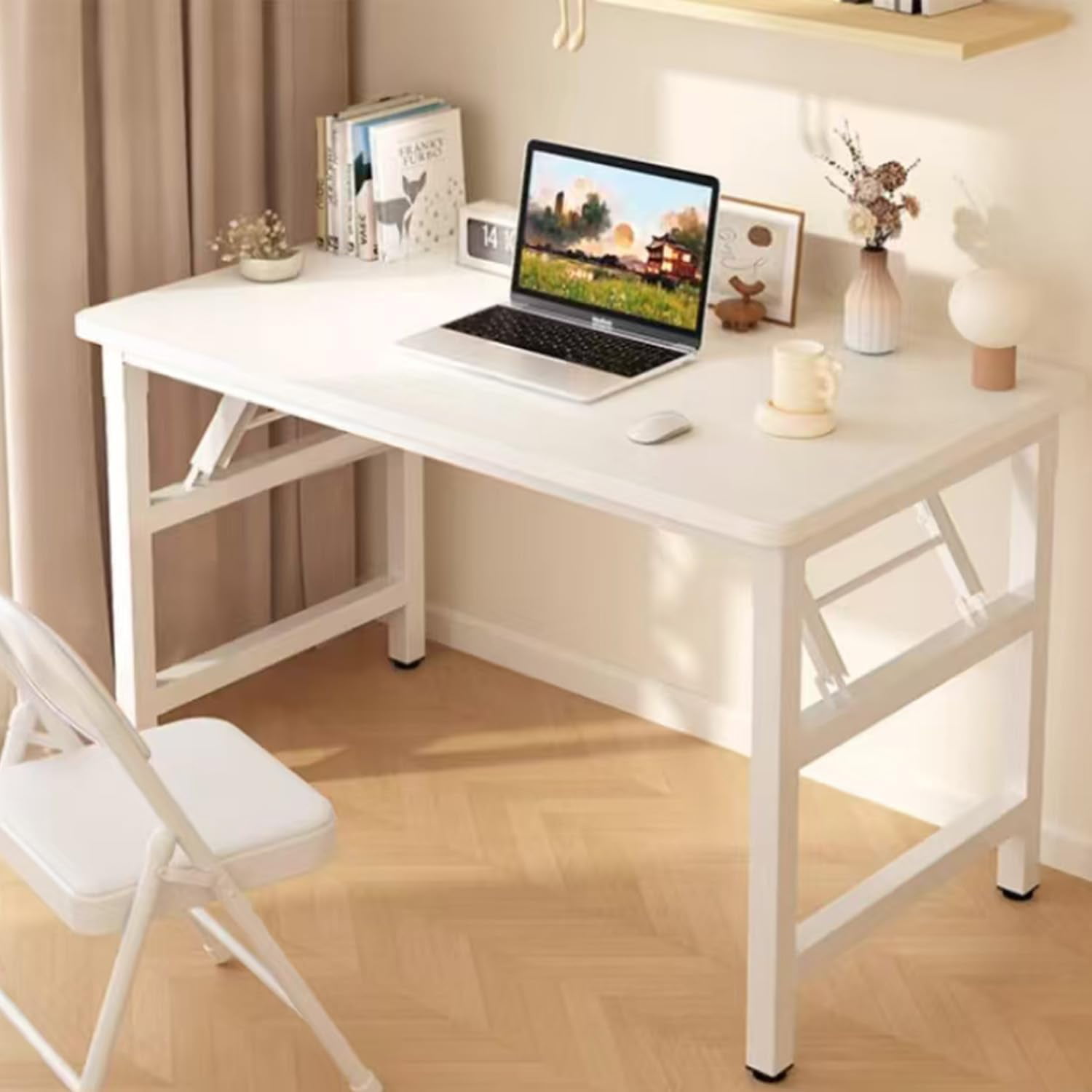31.5 Inch Folding Table，Square Folding Desks for Small Space,Small ...