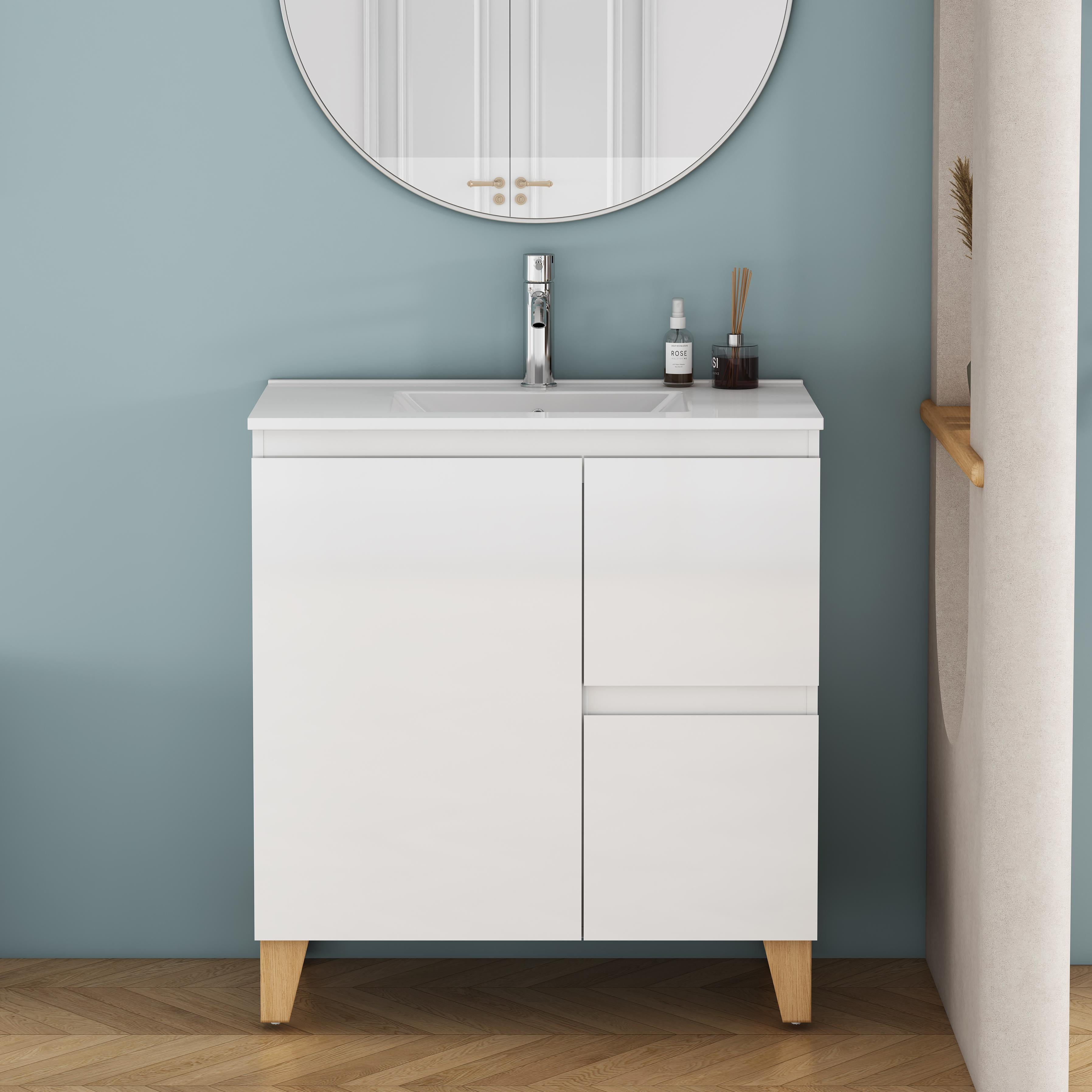 dokea 31.5” Modern Bathroom Vanity with Sink - 1 Door, 2 Drawers ...