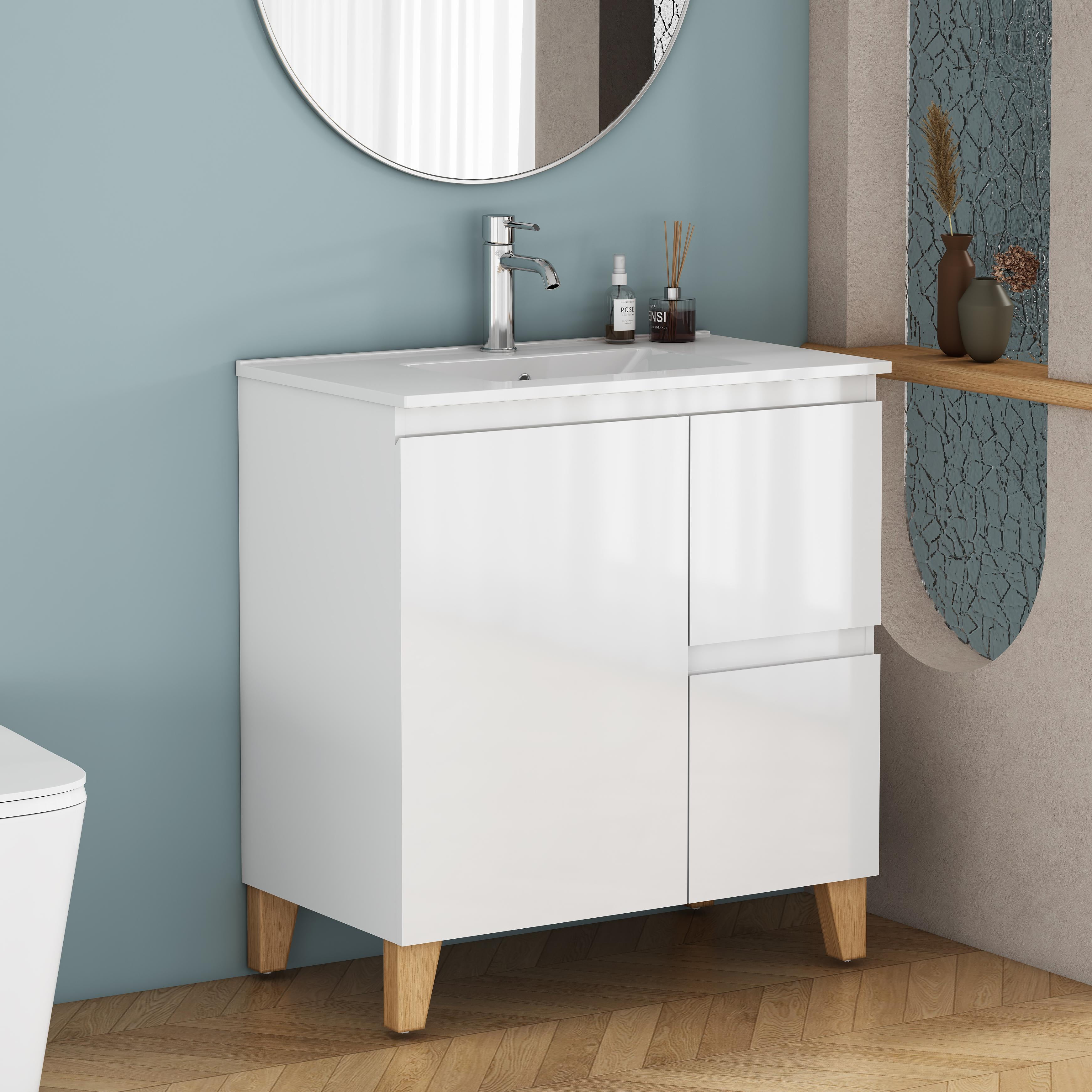 31.5-Inch Modern Bathroom Vanity With Sink Combo, Cabinet with 1 Doors ...