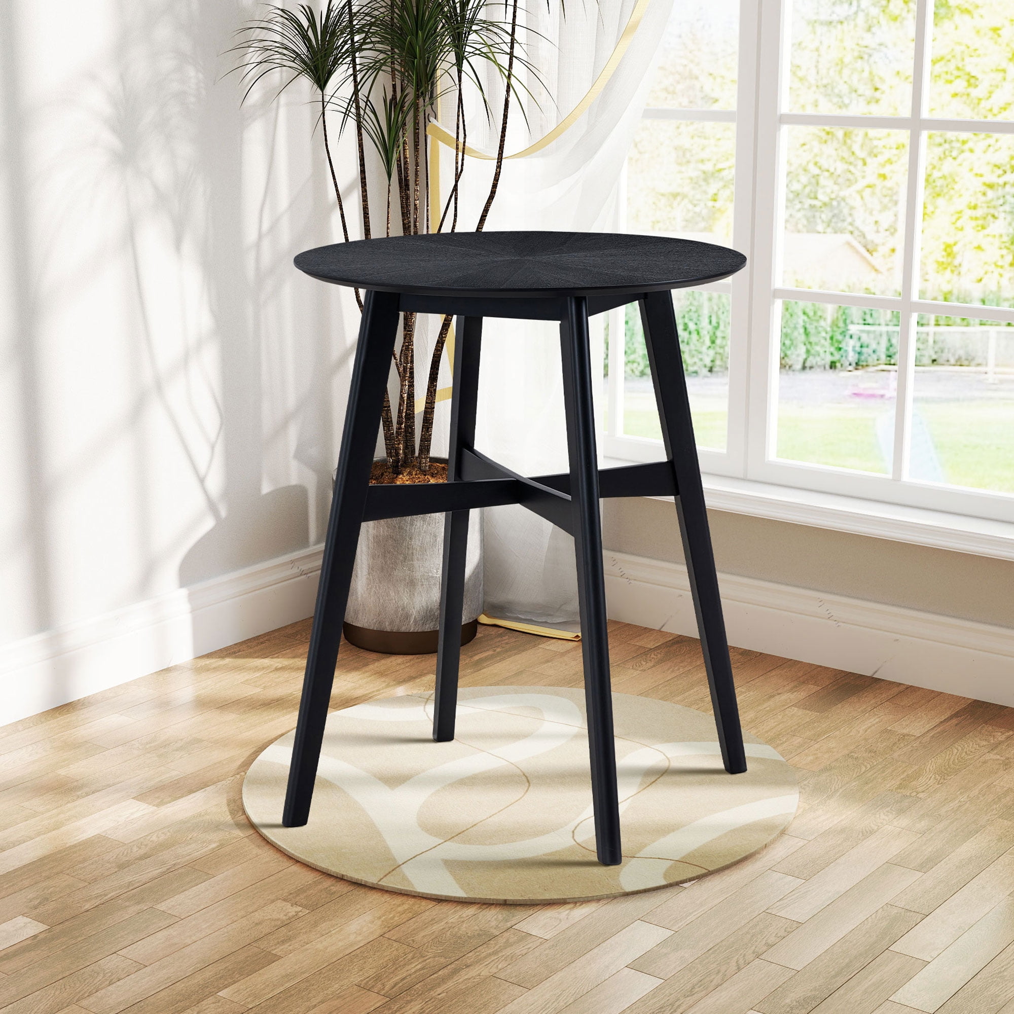 31.5 Inch Oversize Round Bar Table, Wooden High Top Kitchen Dining ...