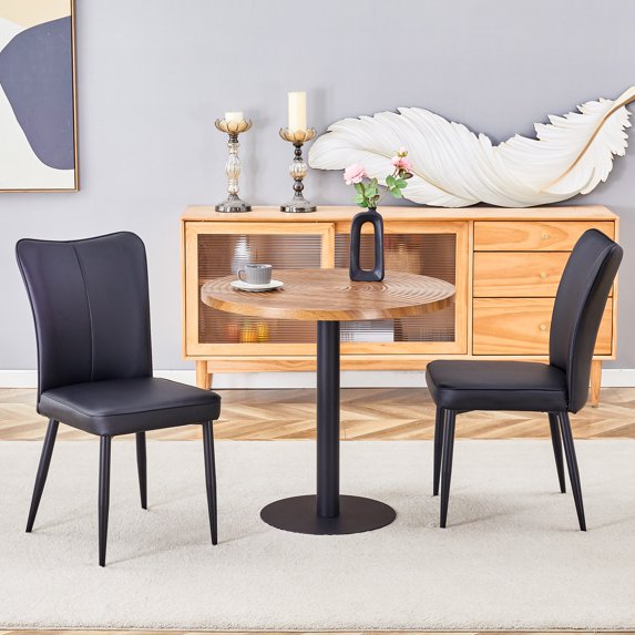 31.5 Inch Round Dining Table Set with 2 Chairs Wood Grain Water ...