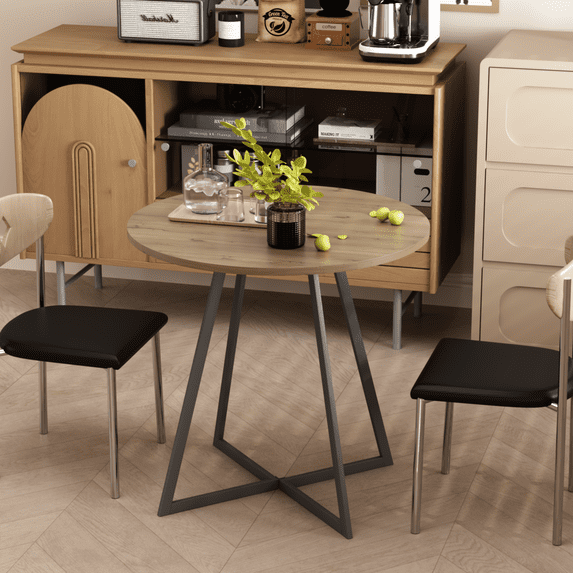 31.5 Inch Round Dining Table, Small Circle Kitchen Table with Metal ...