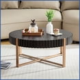 31.5 Inch Round Space-Saving Coffee Table for Living Room, Easy-Clean ...