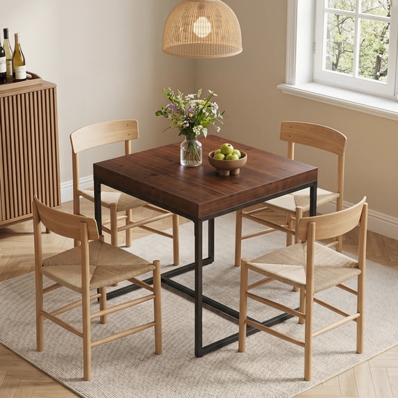31.5-Inch Square Dining Table for 2–4 People, Solid Fir Wood Kitchen ...