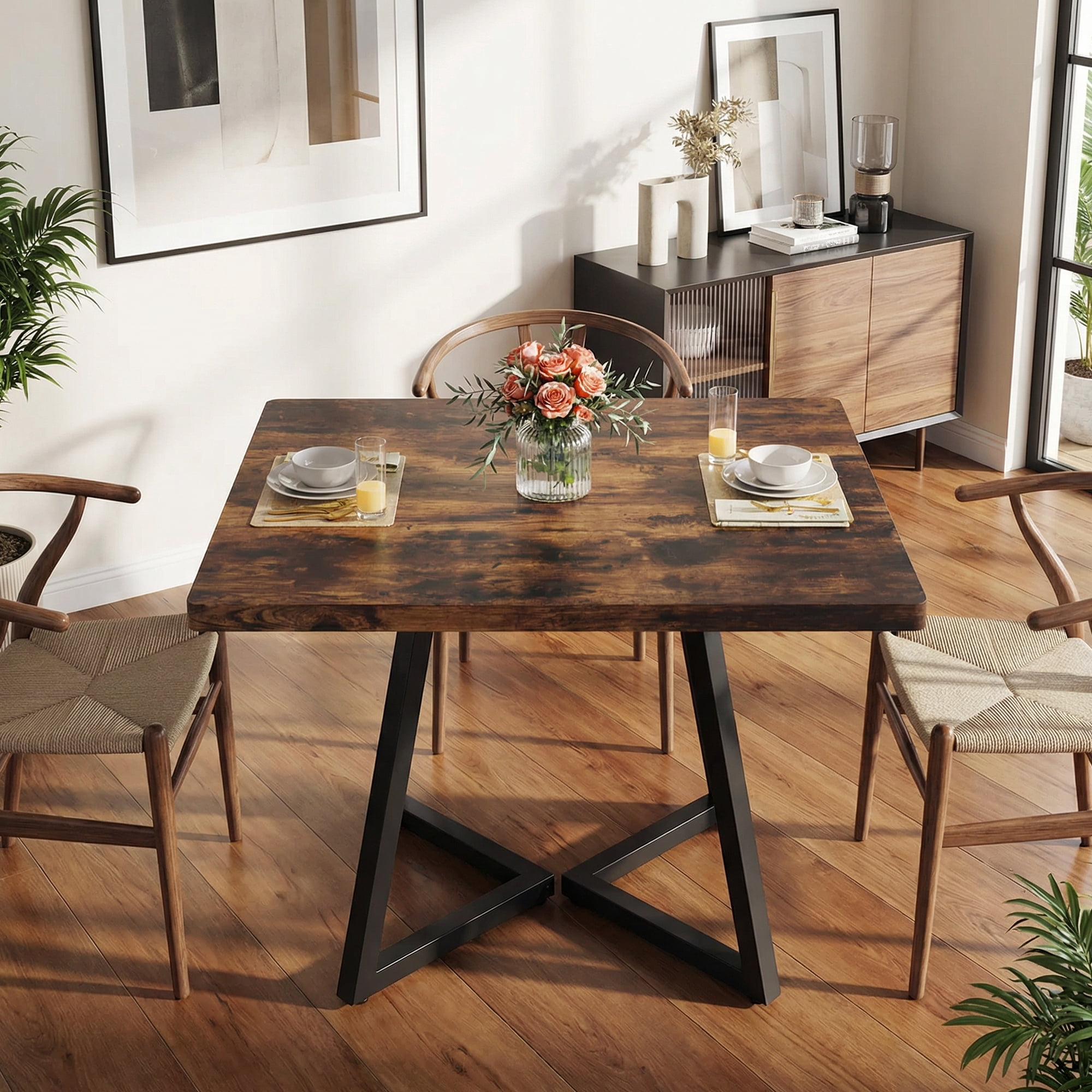 31.5 Inch Square Dining Table, Industrial Style Small Kitchen Table ...