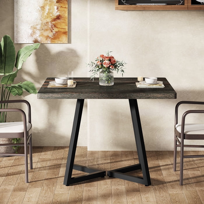 31.5 Inch Square Dining Table, Vintage Industrial Style Small Kitchen ...