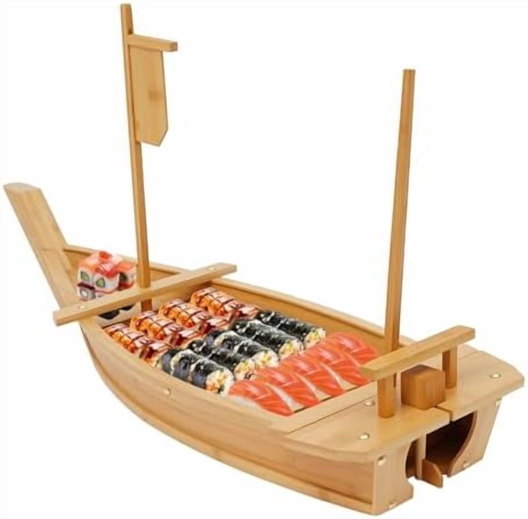 31.5 Inch Sushi Boat & Wooden Sushi Serving Tray, Extra Large Sashimi ...
