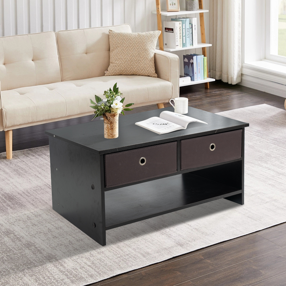 Furinno Andrey Coffee Table with Bin Drawer, Americano/Medium Brown ...
