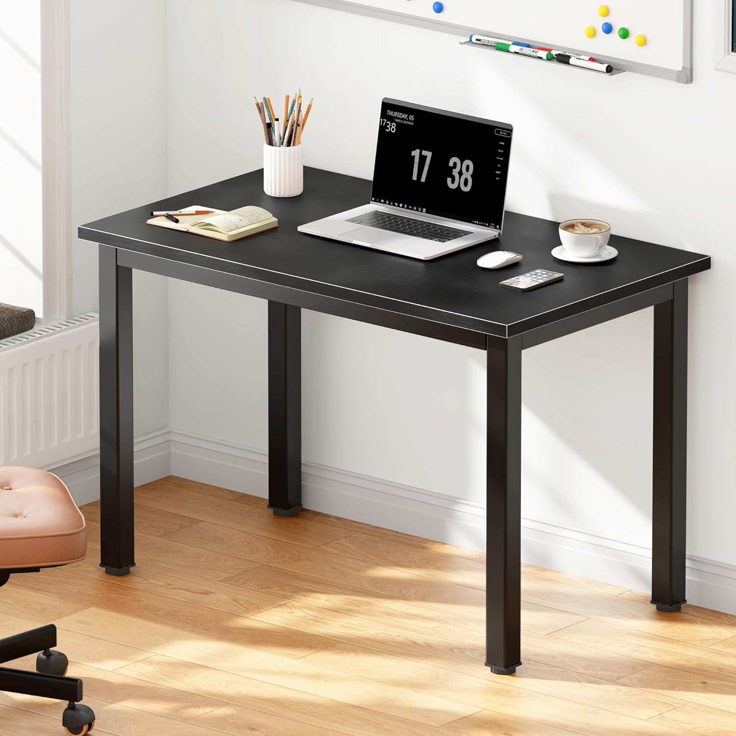 31.5 Inches Small Computer Desk, Writing Table for Small Spaces, Black ...