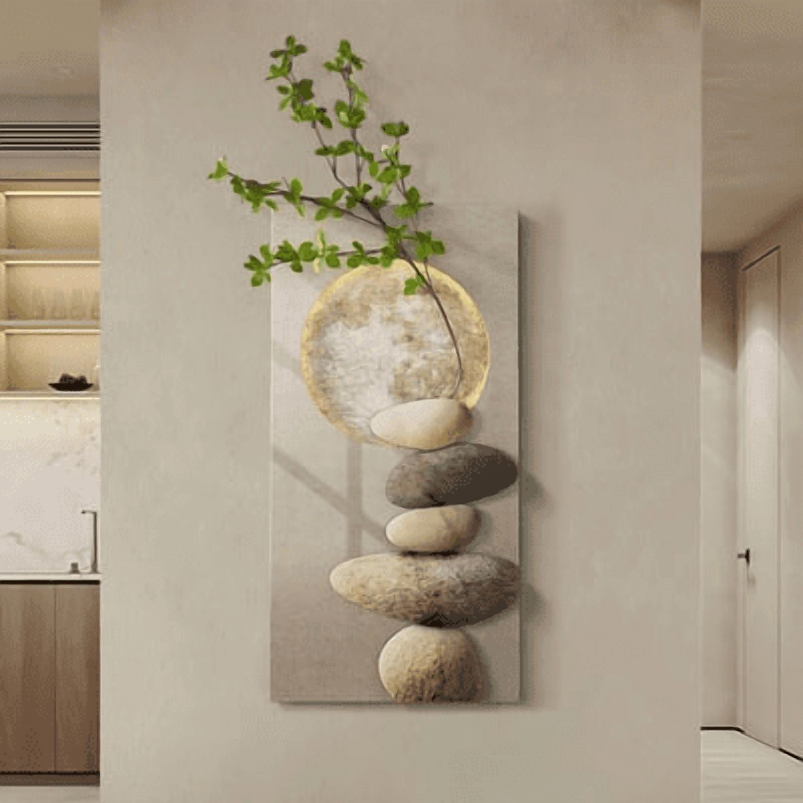 31.5" LED Wall Art Japandi Abstract Geometric Acrylic Stone Shape Decor ...