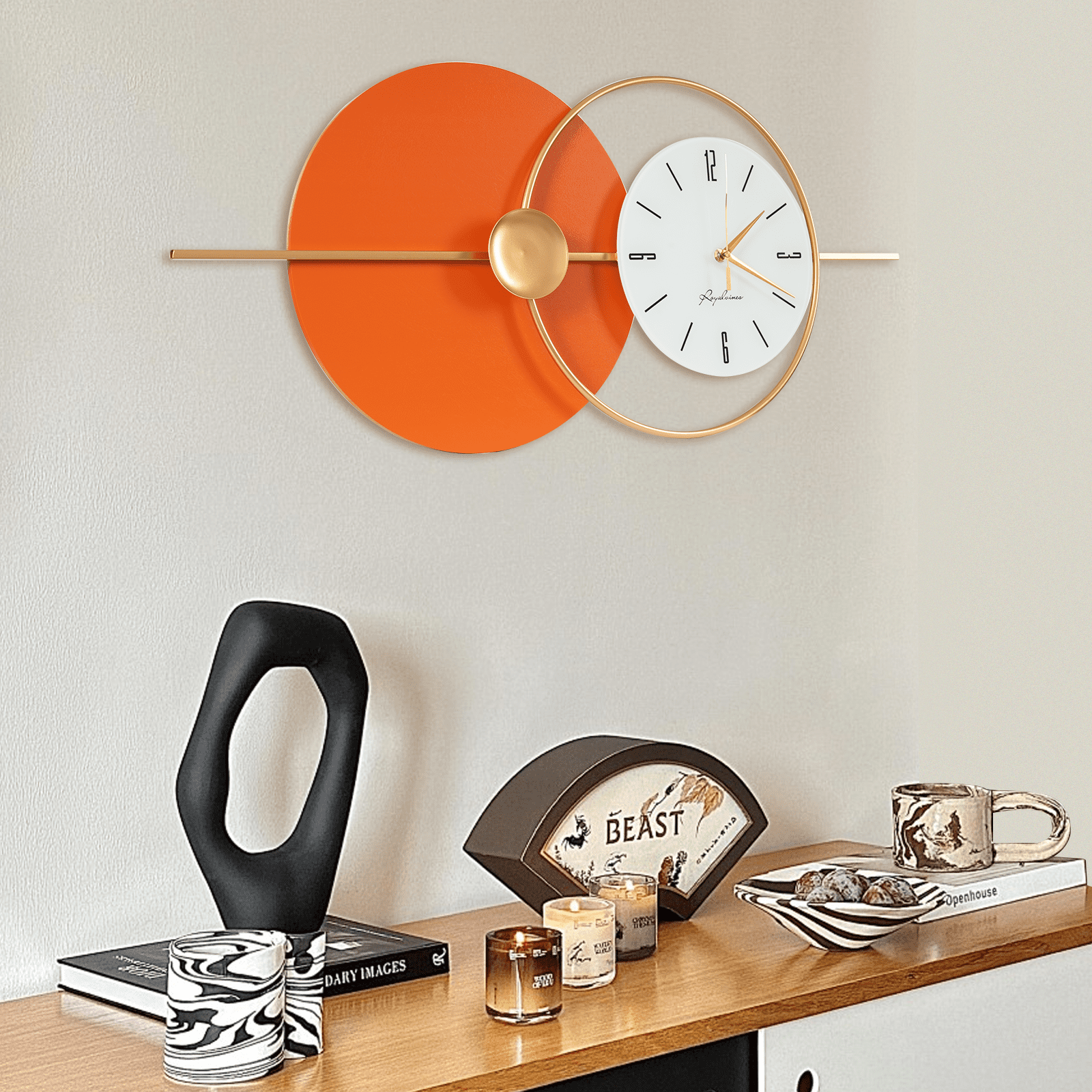 31.5" Large Modern Wall Clock, Silent Battery Operated Metal Art Decor ...