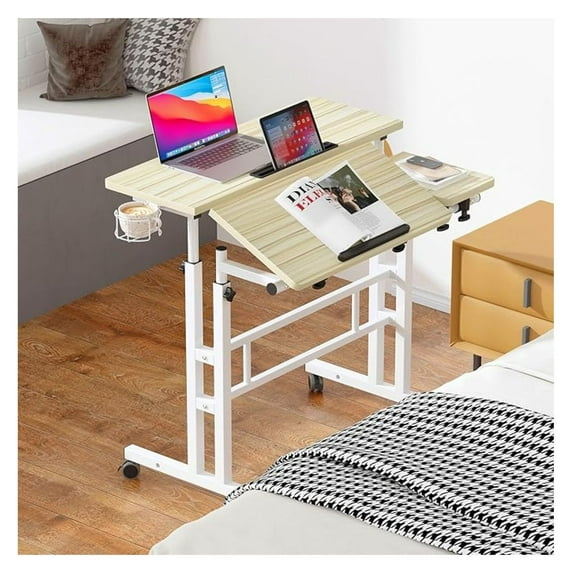 31.5" Mobile Standing Desk - Adjustable Computer Cart - Rolling Laptop ...
