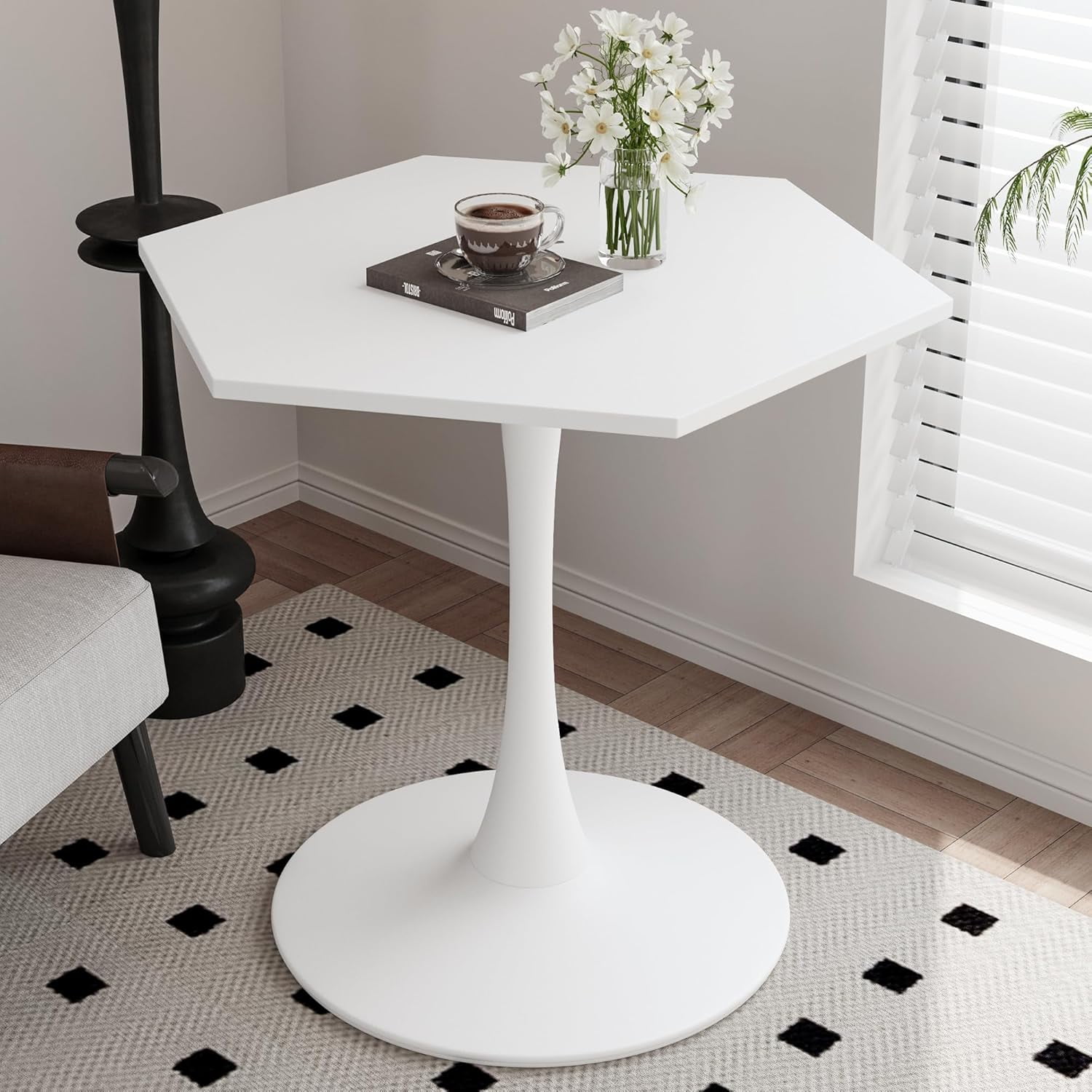 31.5" Modern Coffee Table, Hexagonal Dining Table Set for 2-4, Small ...