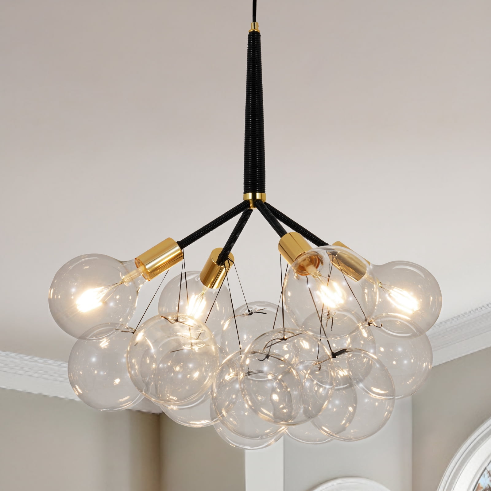 31.5" Modern Crystal Ball Chandelier with 12 Glass Globe - 4-Light ...