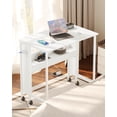 31.5" Modern White Folding Computer Desk with Power Outlets, Wheels ...