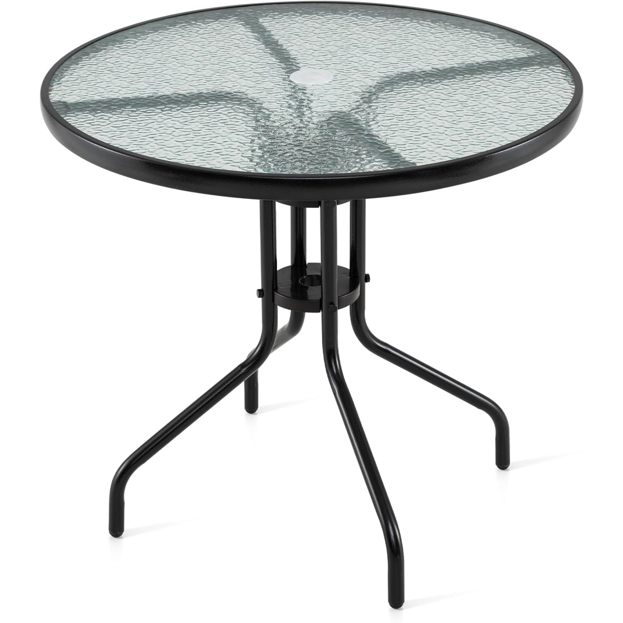 31.5" Outdoor Bistro Table, Patio Round Dining Table w/Tempered Glass ...