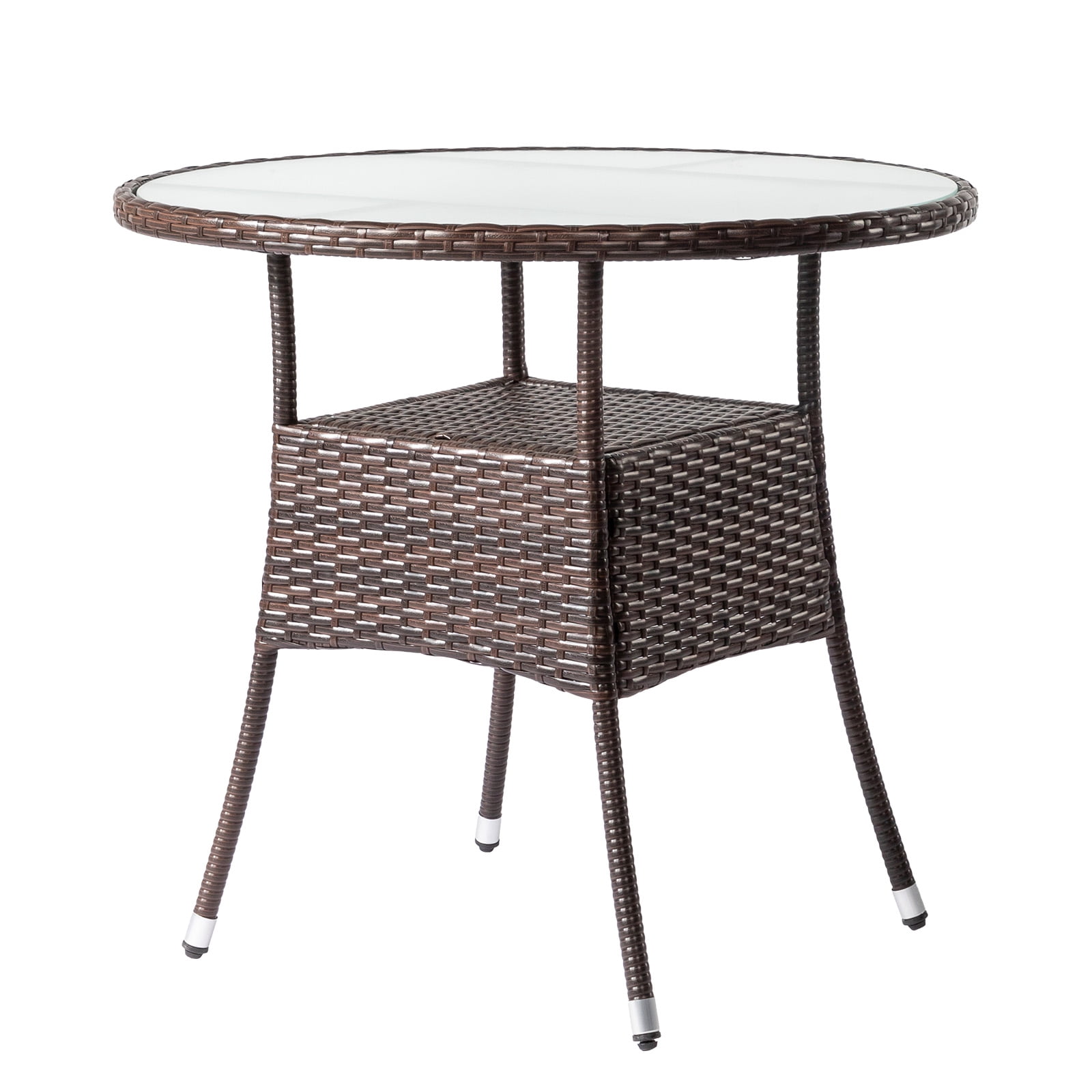 31.5" Patio Table for 4-Person, Outdoor Patio Wicker Round Dining Table ...