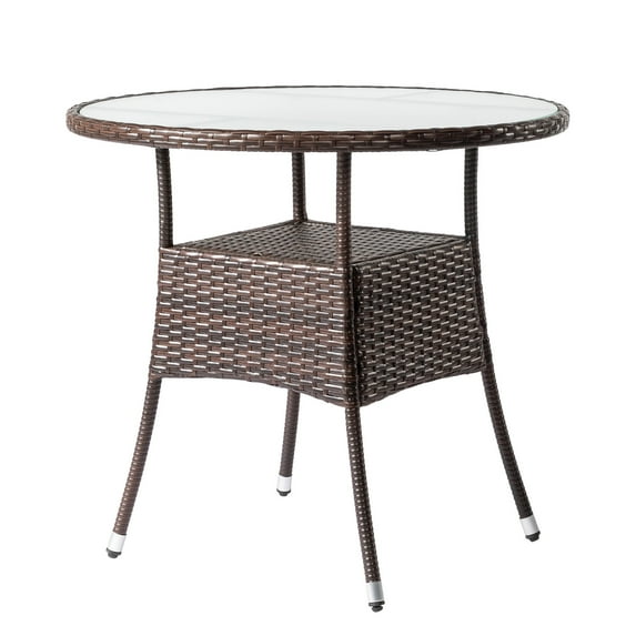 31.5" Patio Table for 4-Person, Outdoor Patio Wicker Round Dining Table ...
