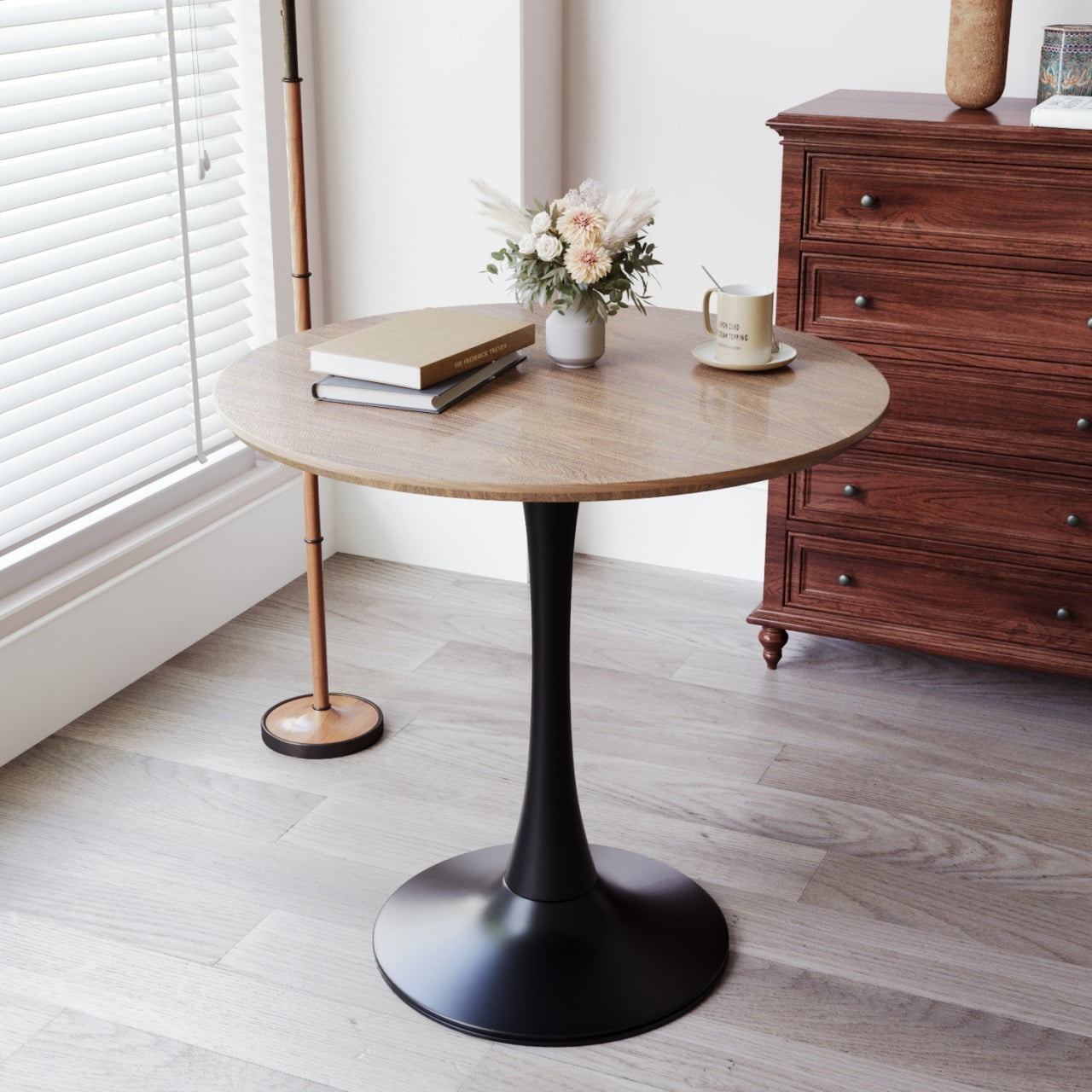31.5" Round Dining Table for 2-4, Mid-Century Small Round Table with ...