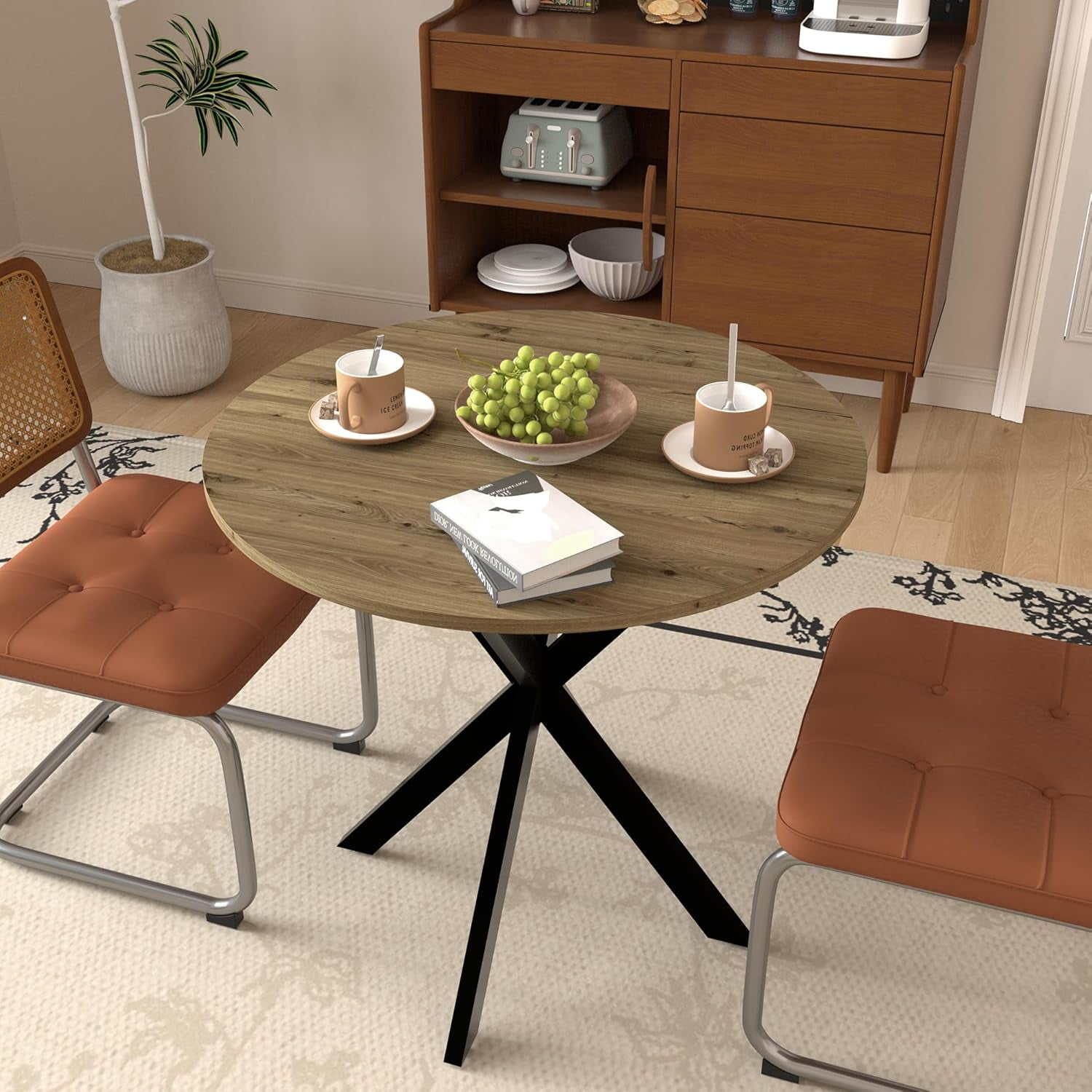 31.5" Round Dining Table for Small Spaces, Circle Kitchen Table with ...