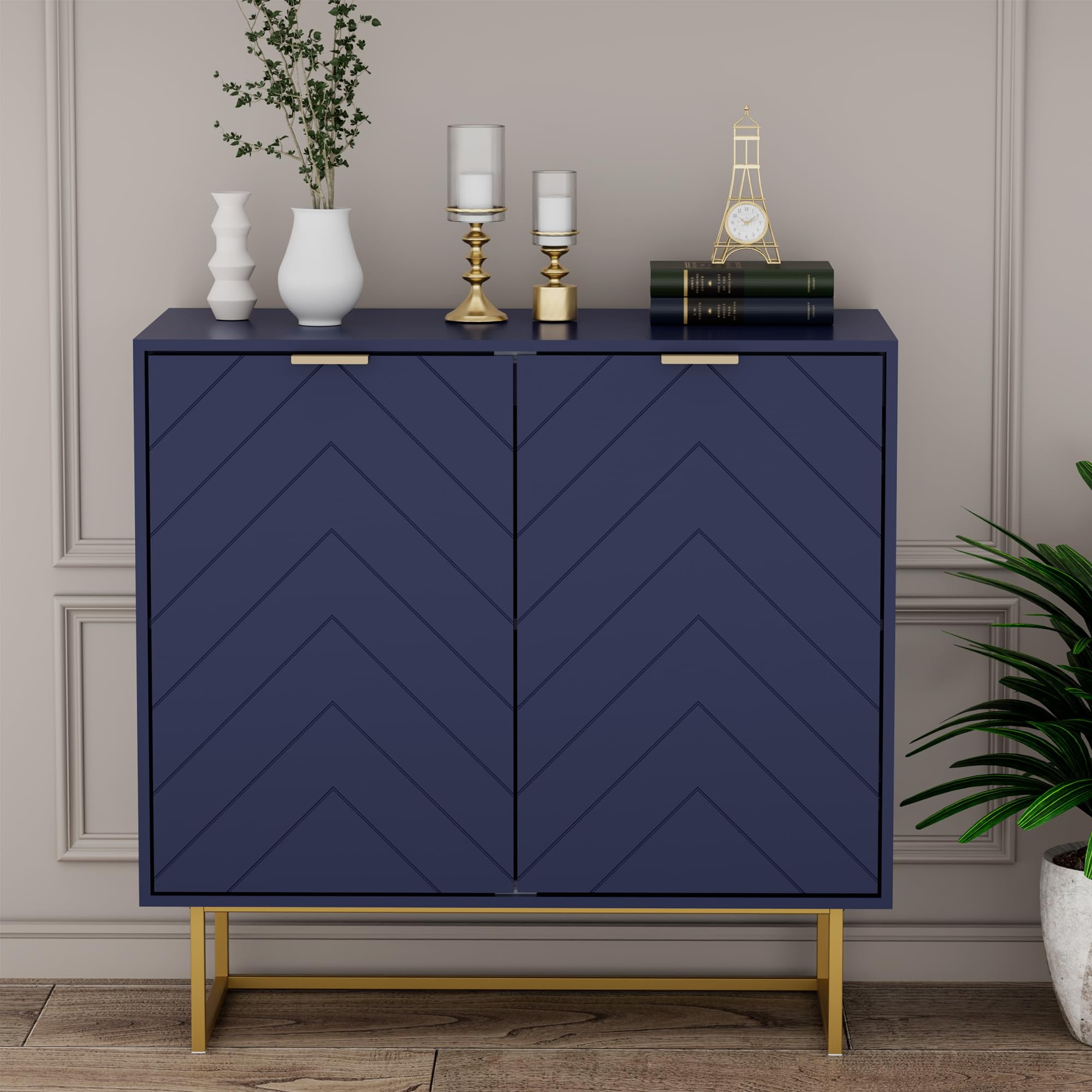 31.5'' Sideboard Buffet Cabinet with Storage, Navy Blue Accent Cabinet ...