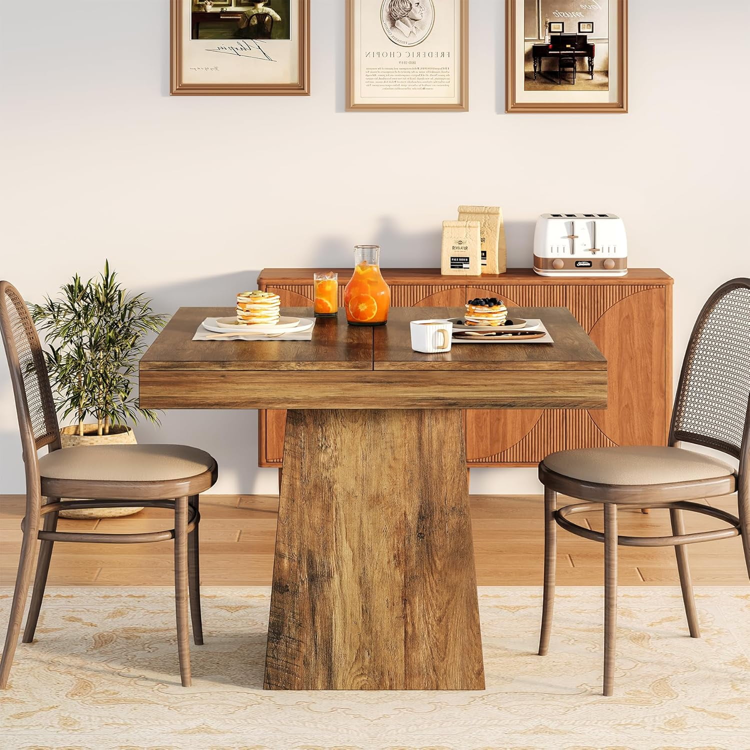 31.5" Small Dining Table for 4, Farmhouse Kitchen Table with Walnut ...