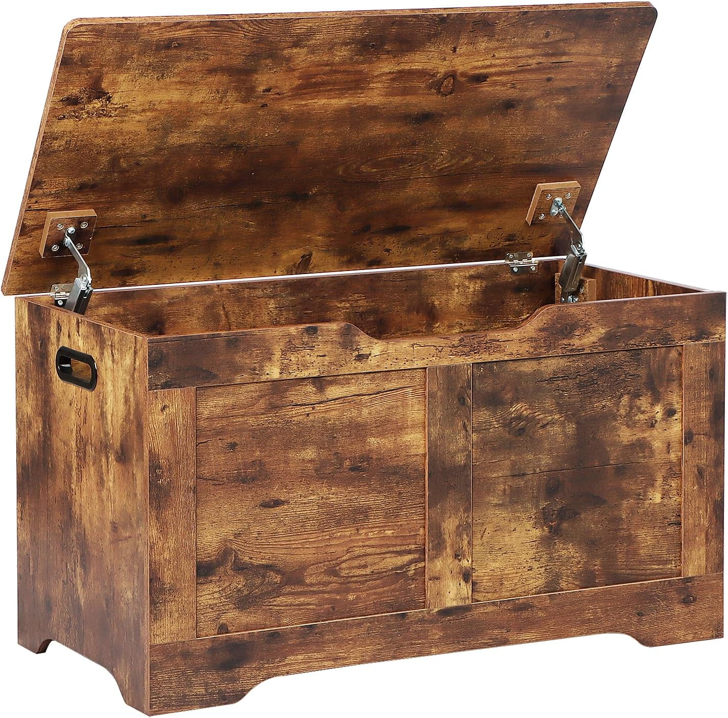 31.5" Storage Chest, Wooden Storage Bench, Lift Top Toy Chest with 2 ...