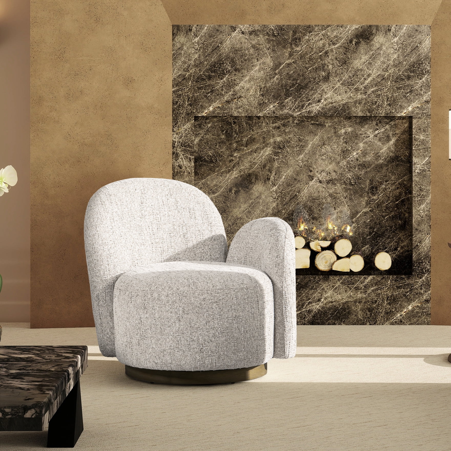 31.5" Swivel Accent Chair, Multi-Greige | Right or Left Arm for ...