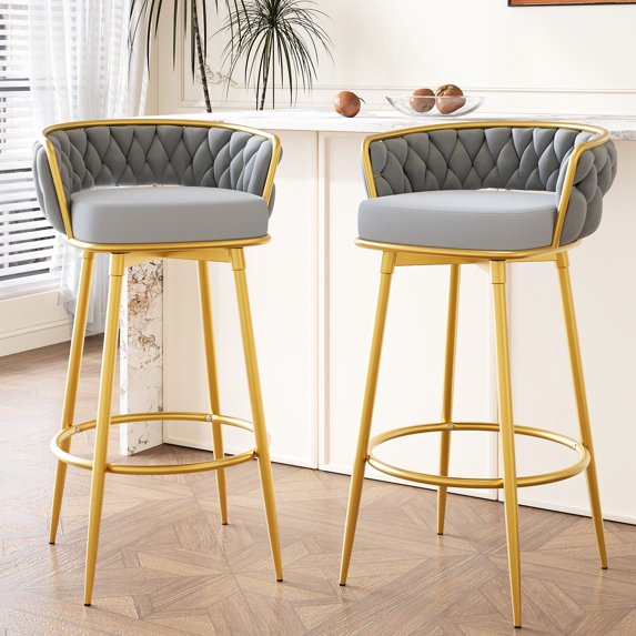 31.5" Swivel Counter Height Bar Stools Set of 2, Grey Seat | 180 ...