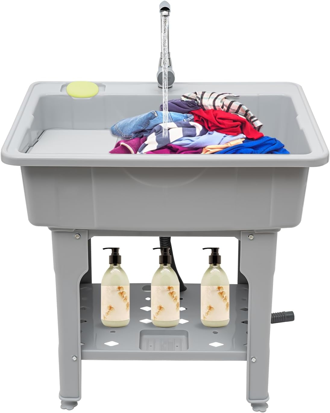 31.5" Utility Sink Laundry Tub for Laundry Room, Freestanding Plastic ...