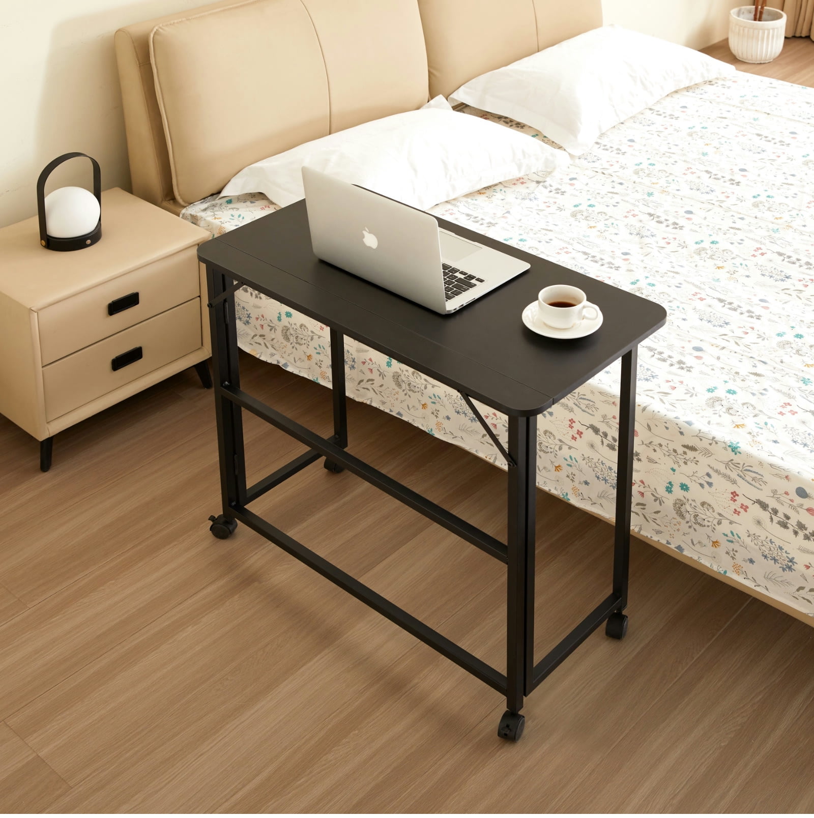 31.5" W Black Folding Standing Desk With Casters, Compact And Portable ...