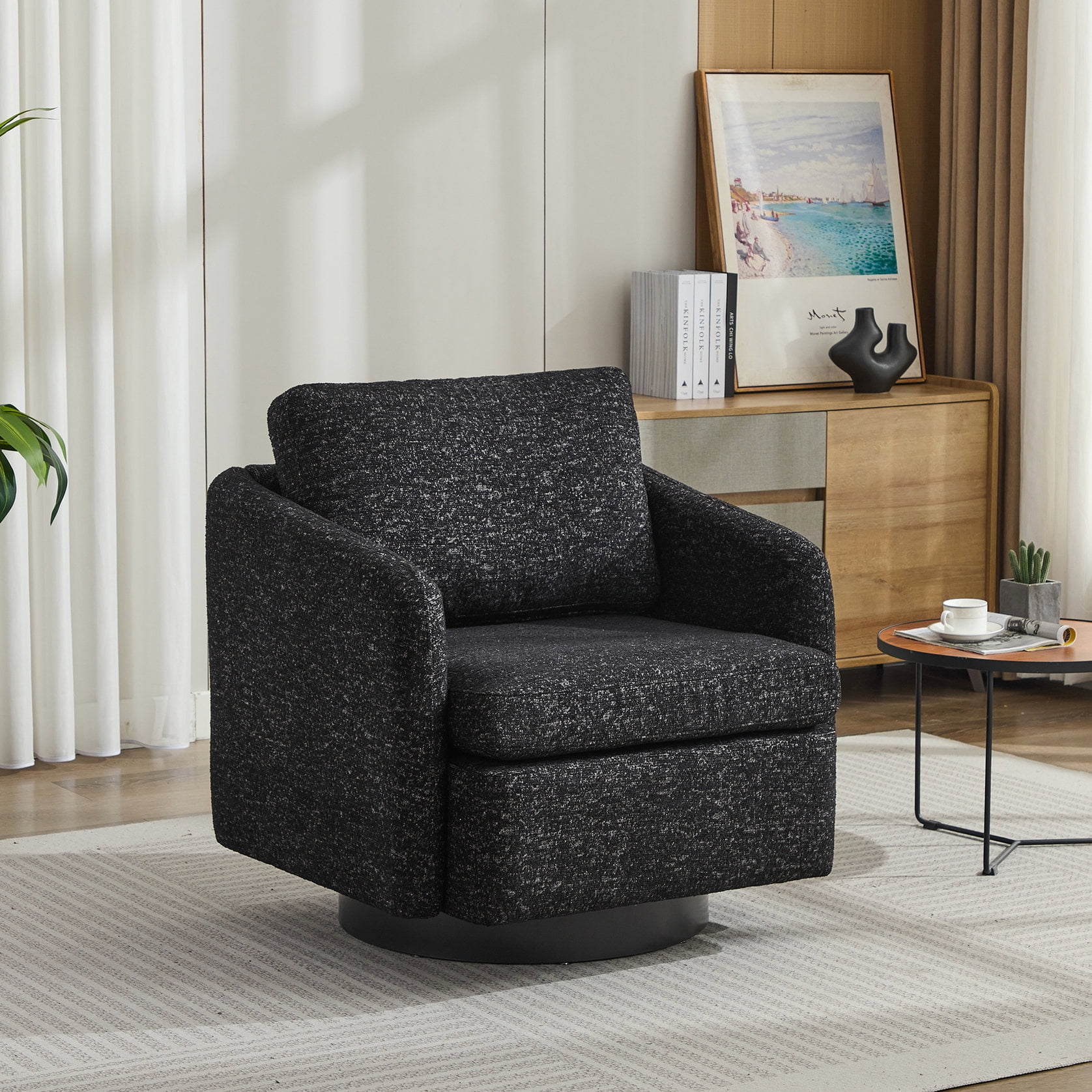 31.5"W Chenille 360-Degree Swivel Single Chair / Easy Assembly for ...