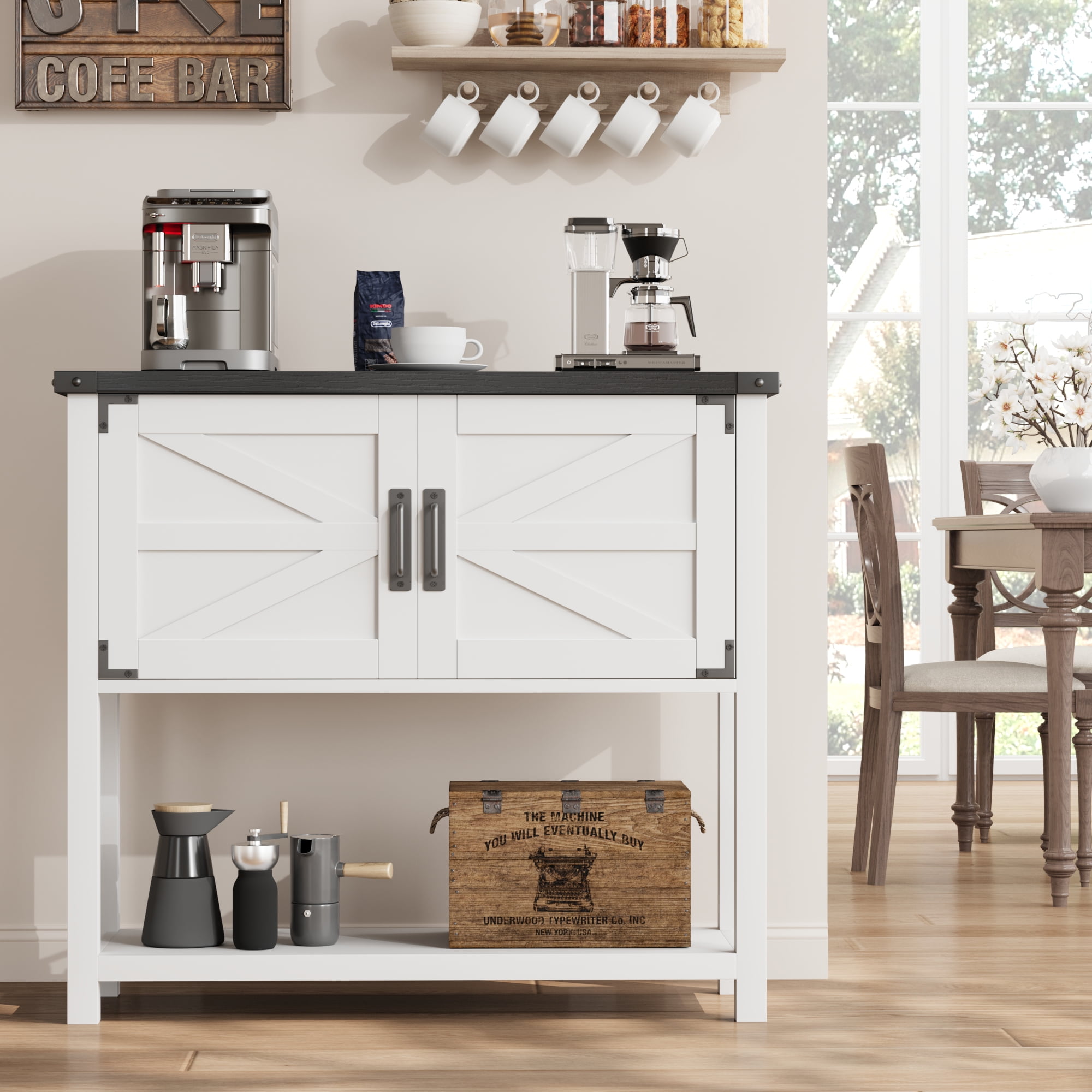 31.5"W Farmhouse Entryway Table with 2-Door Cabinet, Wood Console Table ...