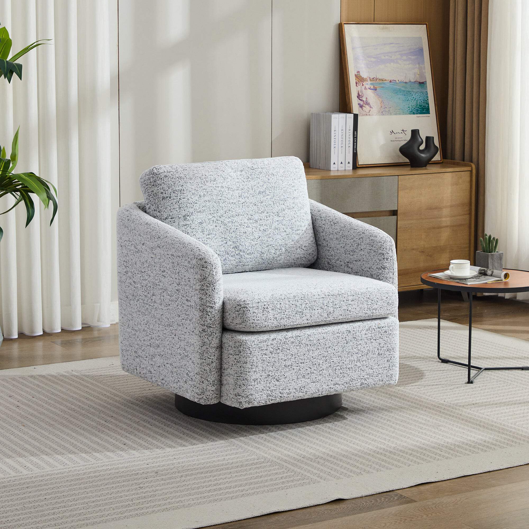 31.5"W Swivel Accent Chair And Comfy Round Accent Single Sofa Chair ...