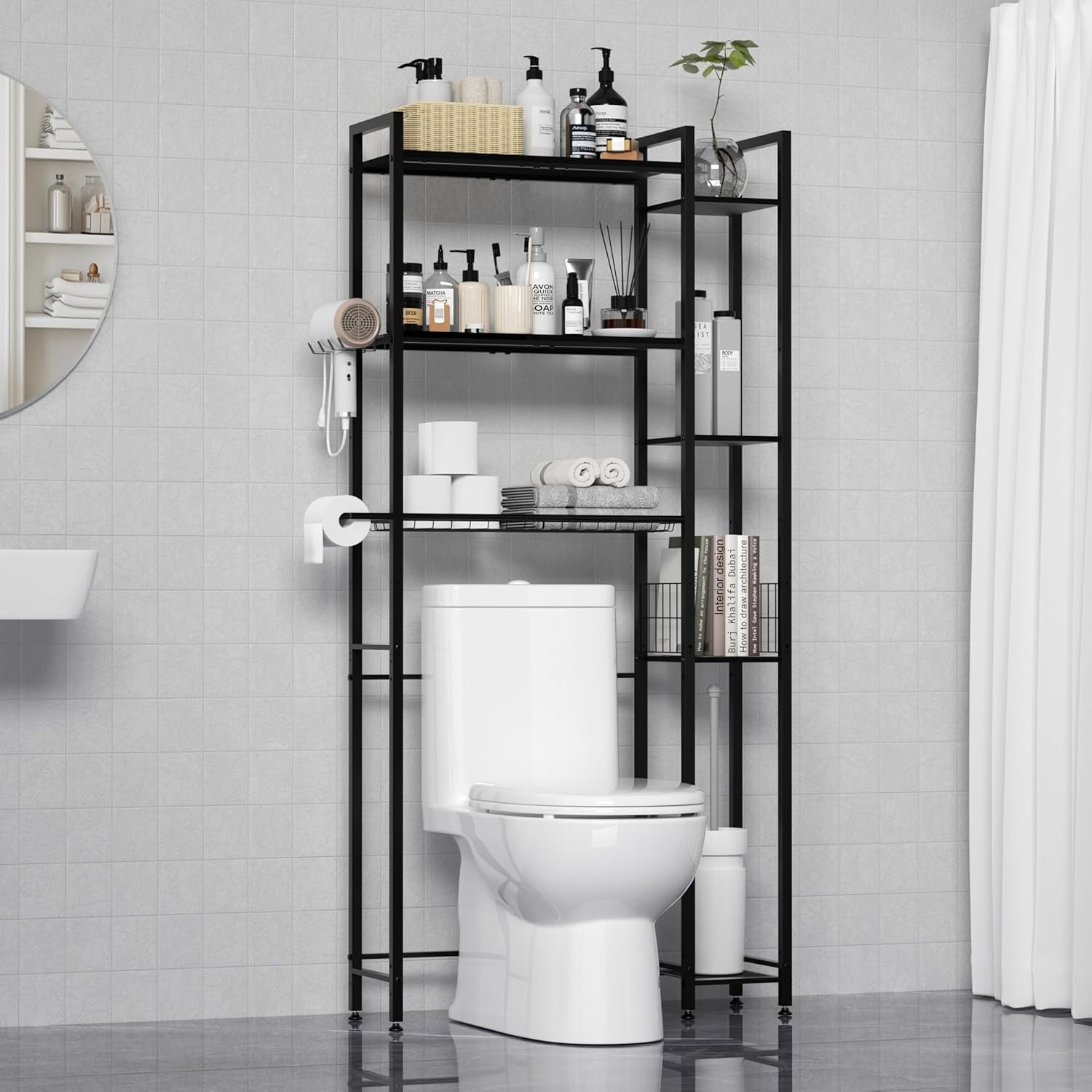 31.5" Wide Over The Toilet Storage, Solid Wood Over Toilet Bathroom ...