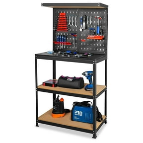 HART Portable Heavy Duty Plastic Workbench with Parts Organizer ...
