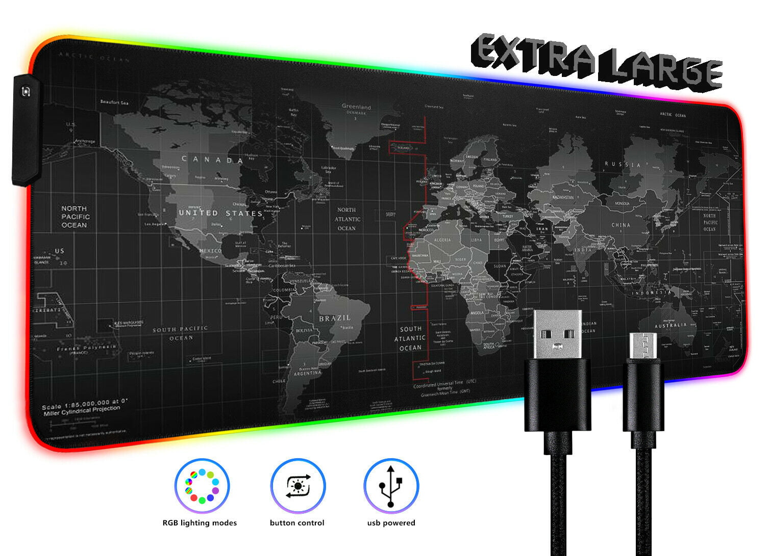 United States of America Map Light up Cities at Night from Space ...