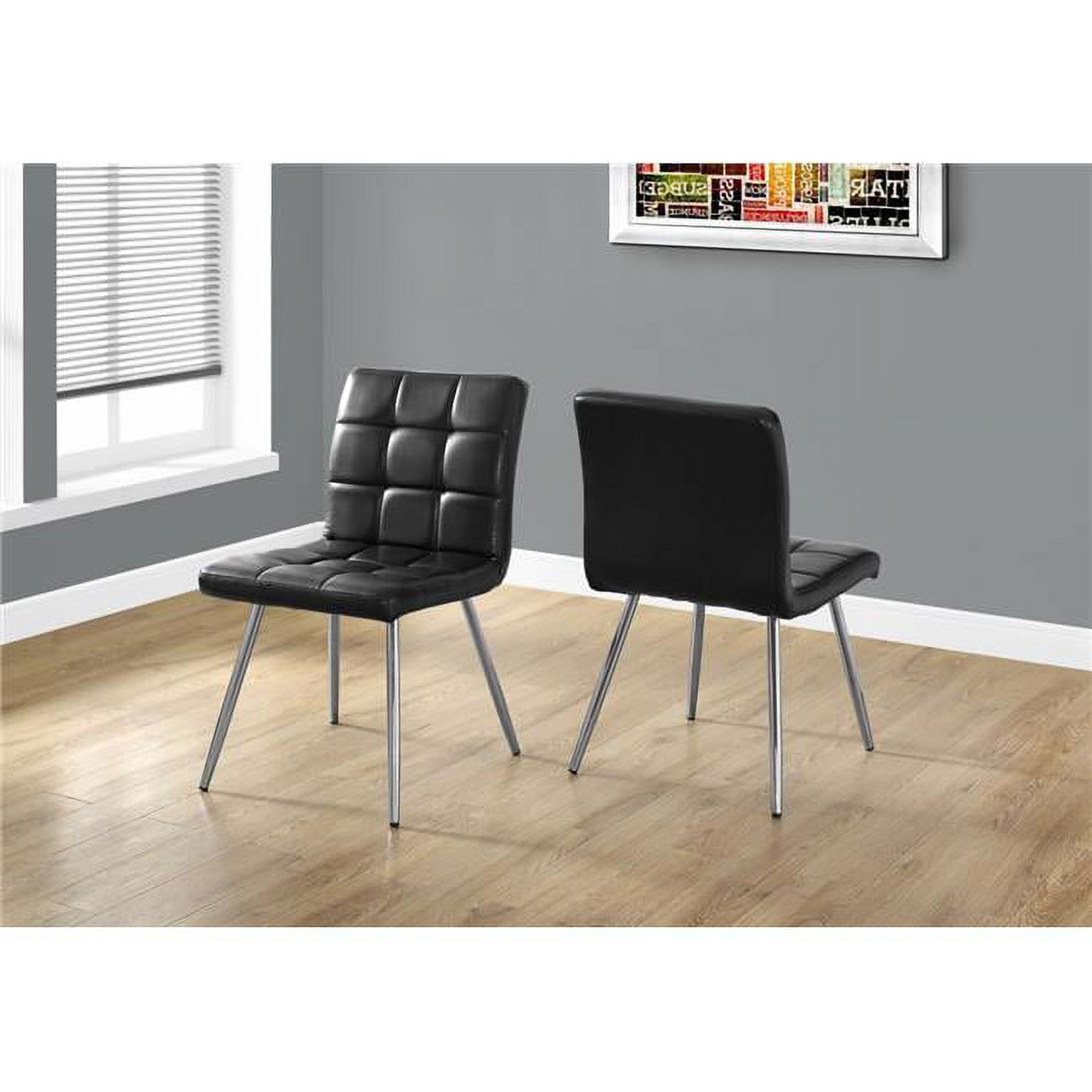 31.5 in. Black Leather Look, Foam, Polyurethane & Metal Dining Chairs ...