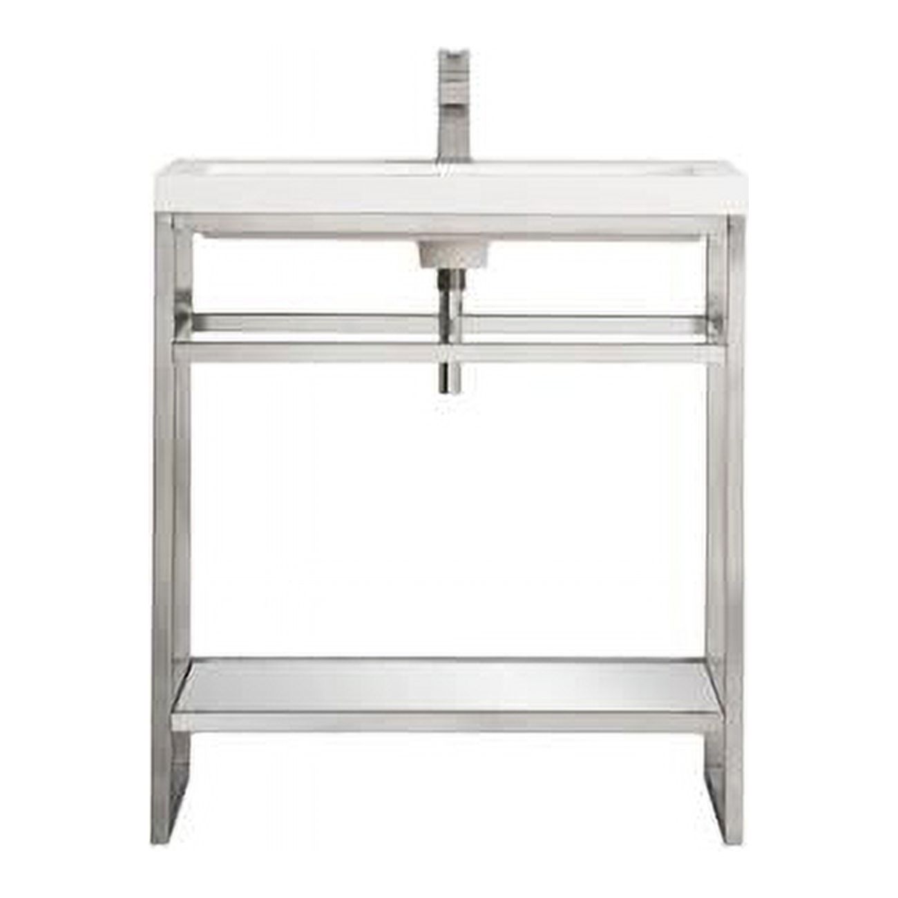 31.5 in. Boston Stainless Steel Sink Console with White Glossy Resin ...