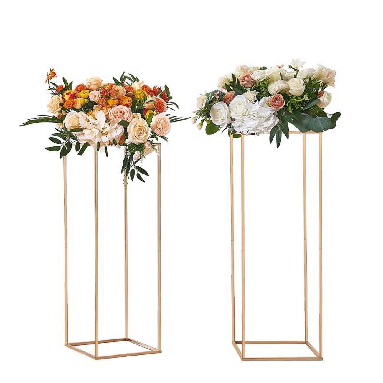 31.5 in. High Wedding Flower Stand - Metal Vase Column Geometric ...