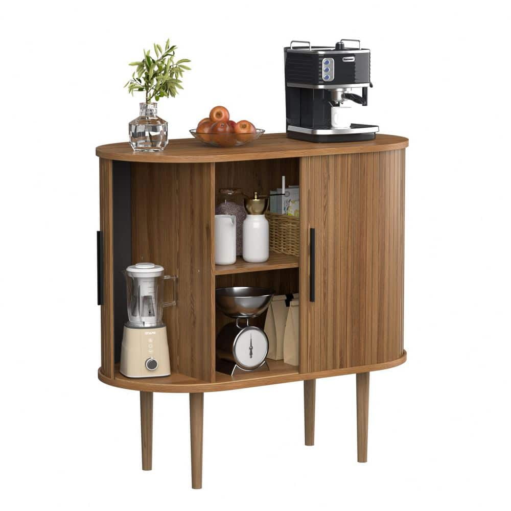 31.5 in. W Sideboard Storage Cabinet with Sliding Tambour Doors in ...