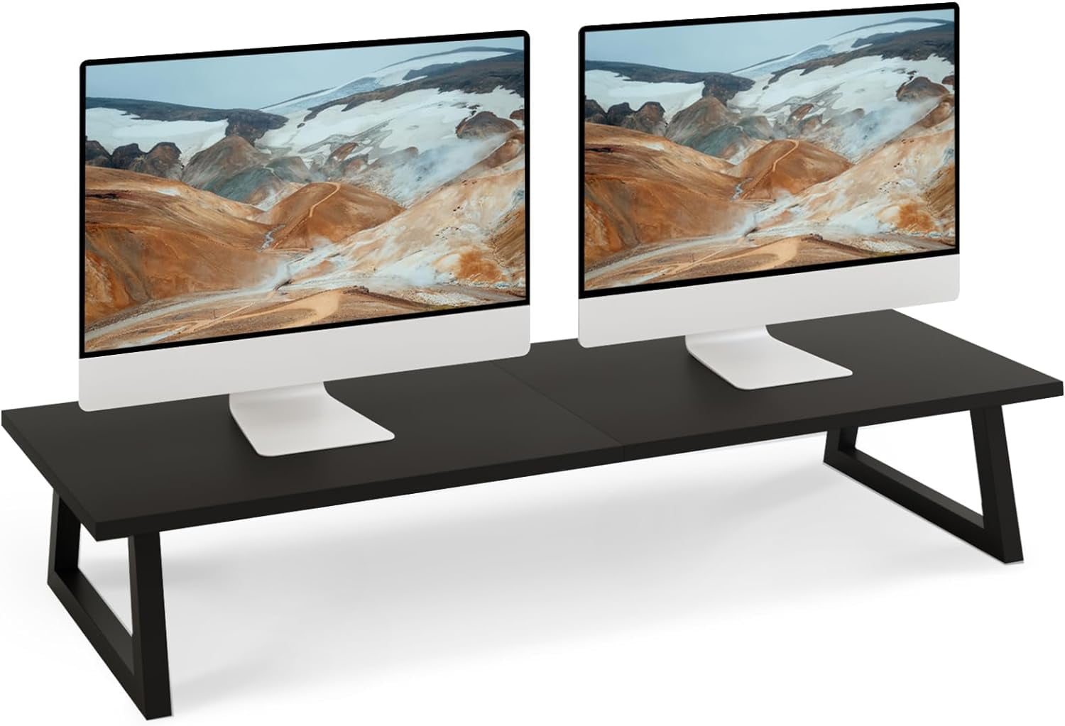 31.5 inch Dual Monitor Riser, Long Black Monitor Stand Riser Wide TV ...