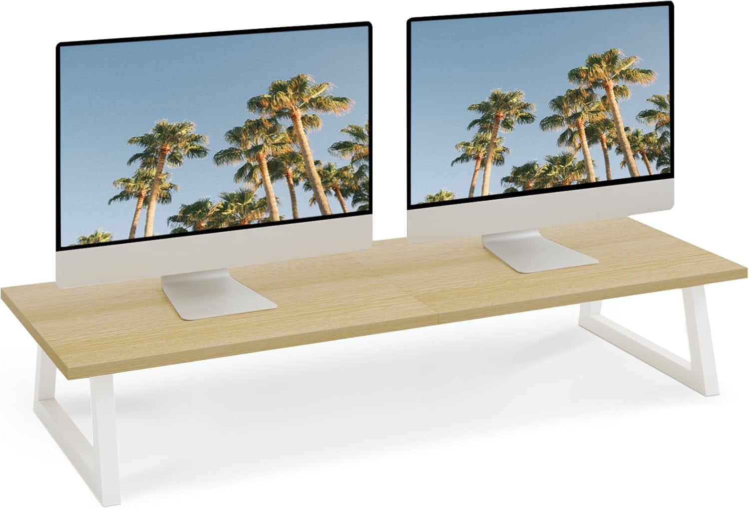 31.5 inch Dual Monitor Riser - Wide TV Stand for 2 Monitors - Wood ...