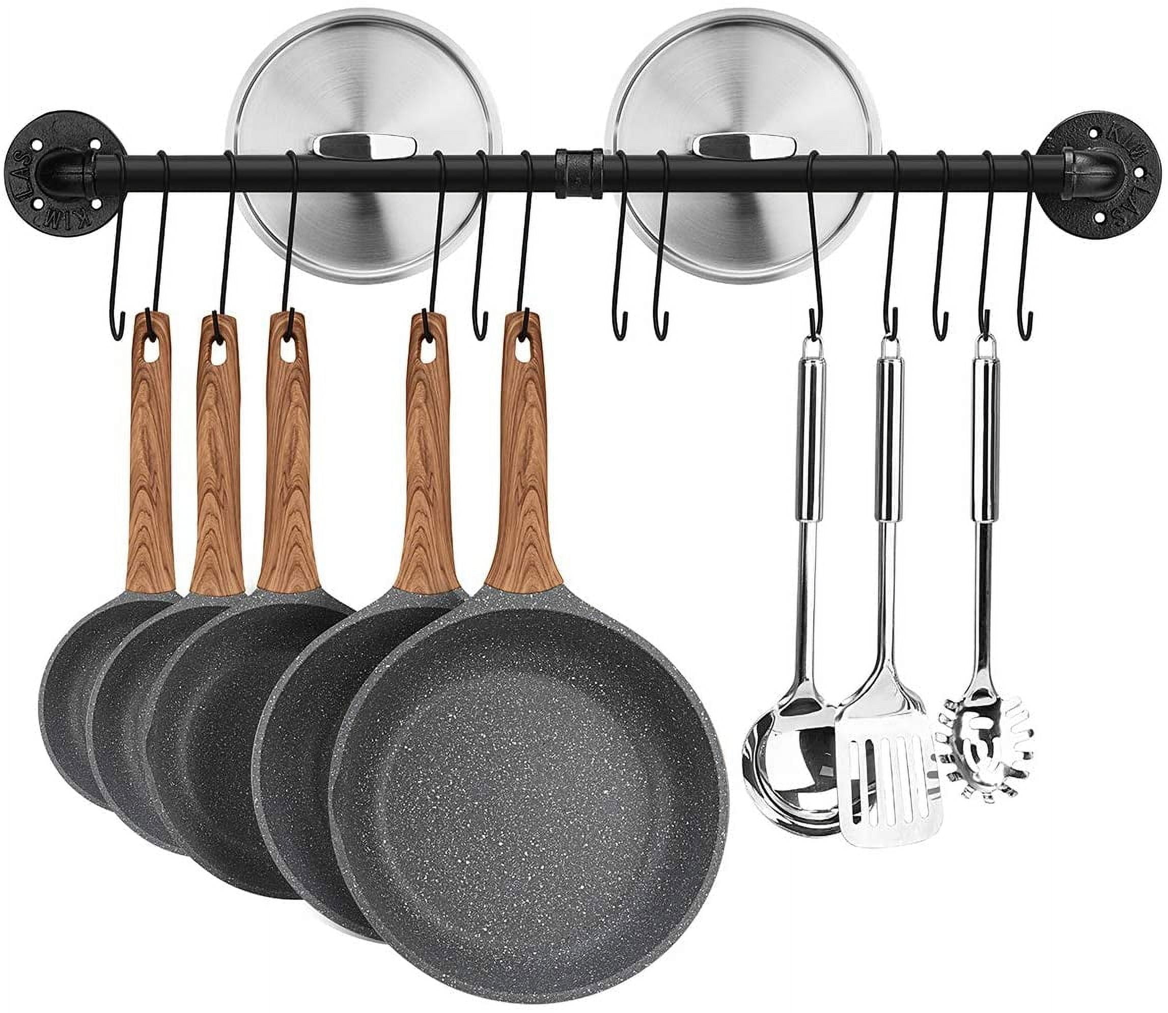 31.5 inch Pot Rack, Kitchen Wall Mounted Detachable Pan Lid Utensils ...