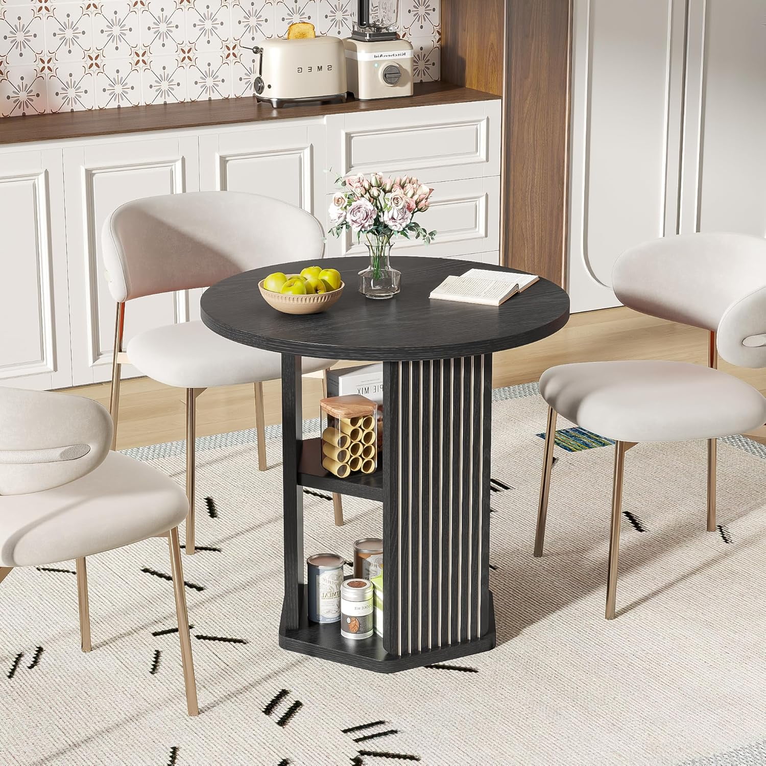 31.5 inch Small Dining Table for 2,Modern Round Kitchen Dining Table ...