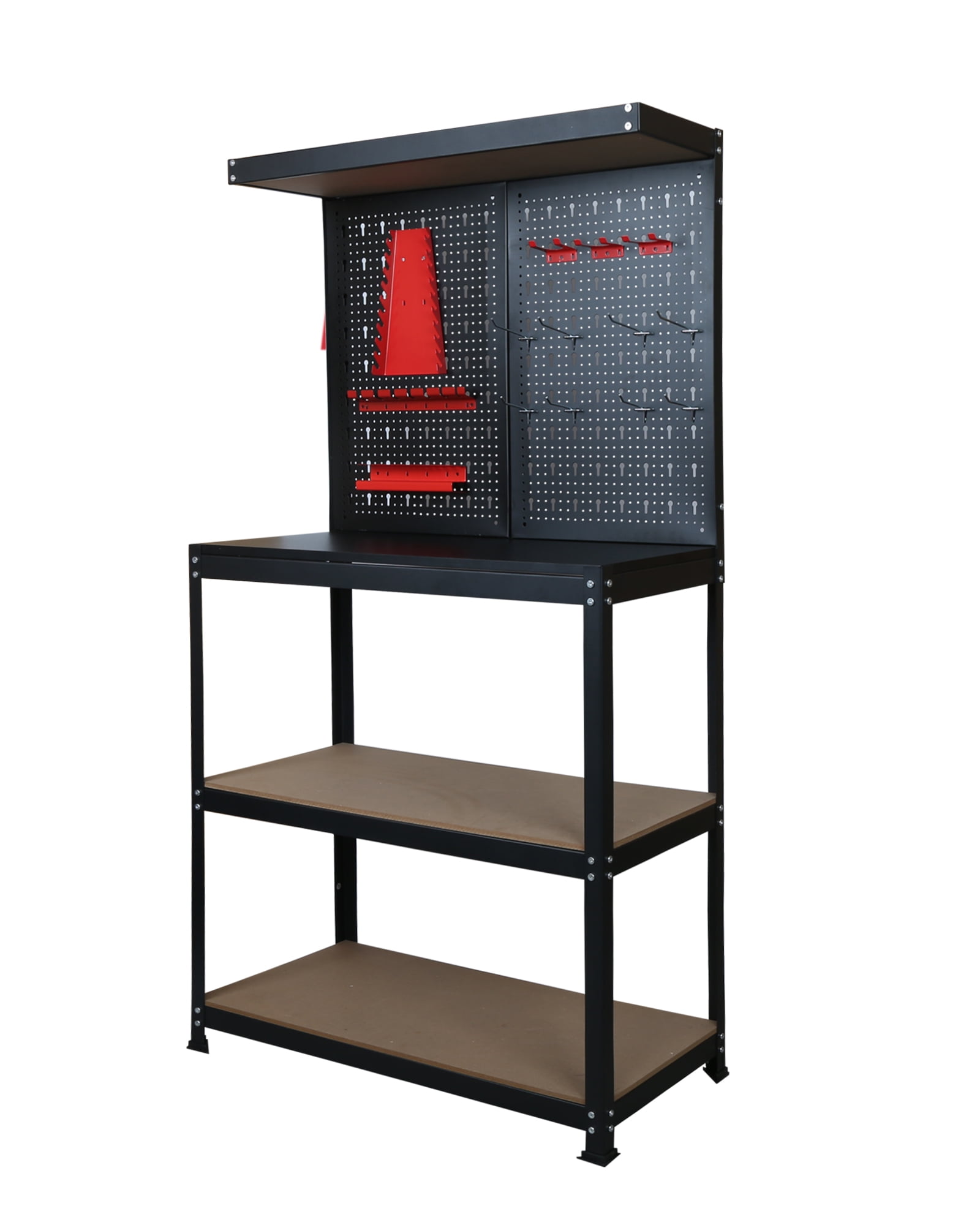 31.5" Workbench with Peg Board, Multipurpose Tool Organizer and Double ...