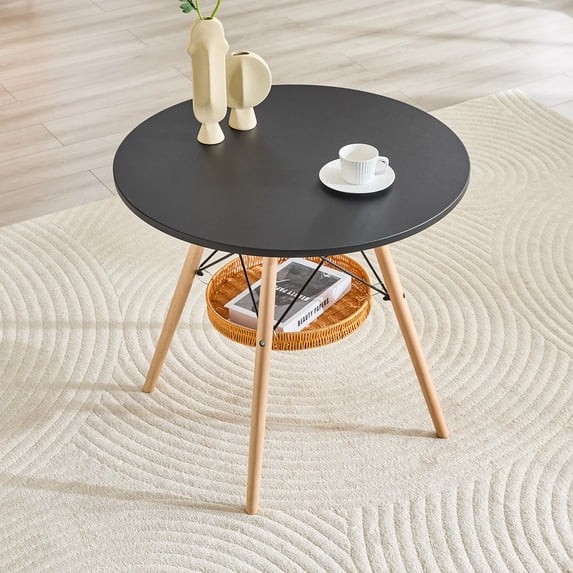 31.5-inch diameter circular dining table, black MDF vacuum formed ...