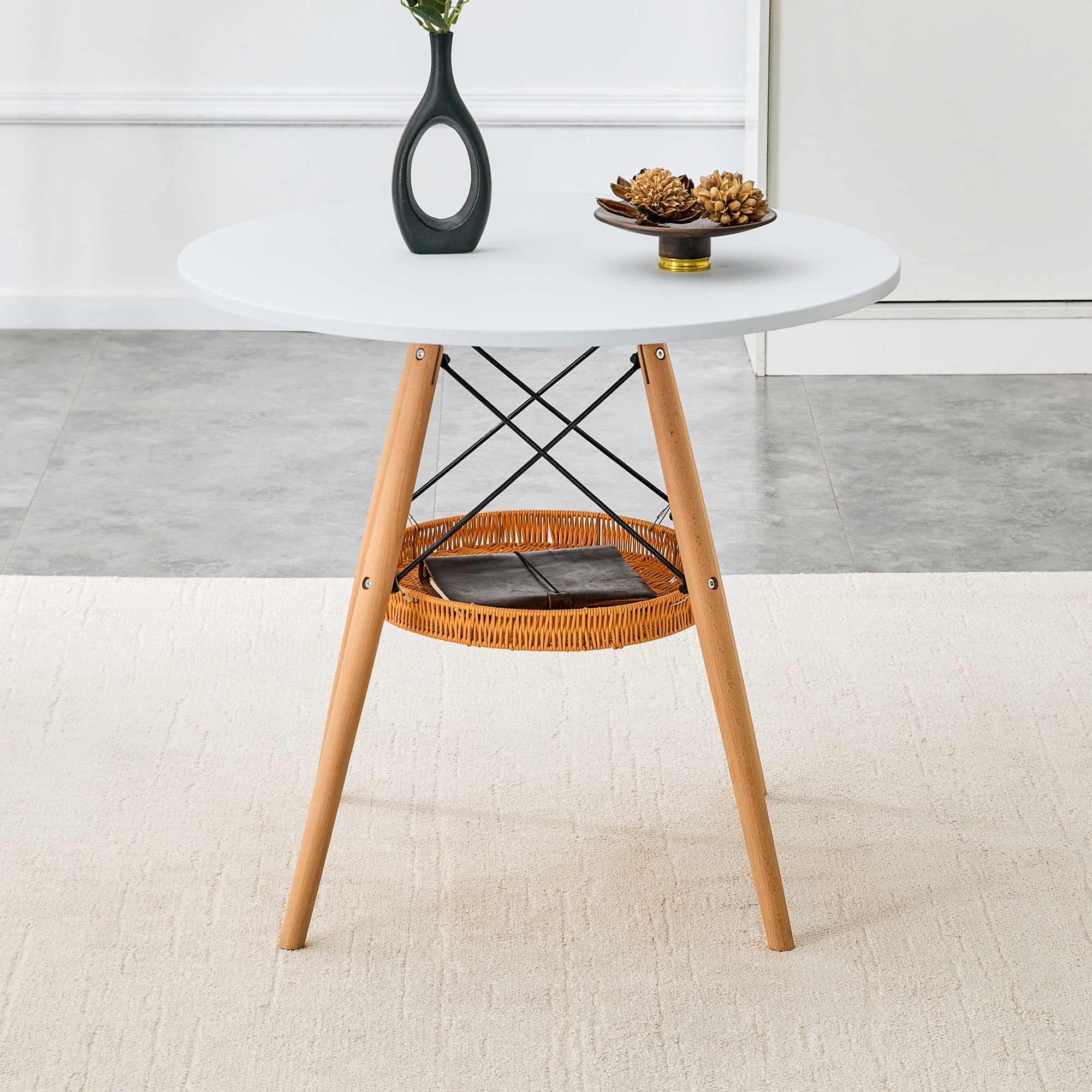 31.5-inch diameter circular dining table, white MDF vacuum formed ...