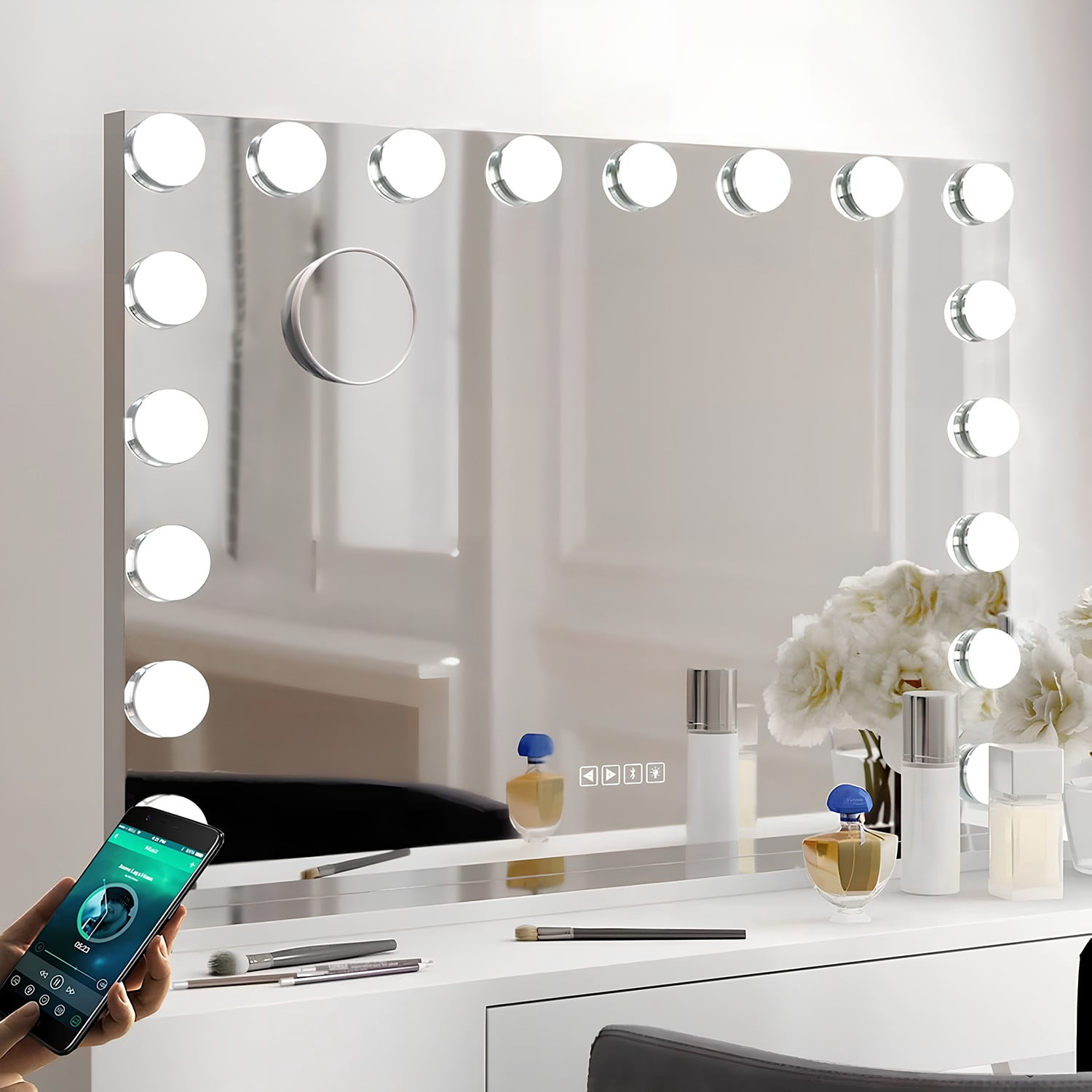 31.5’’x22.8” Vanity Mirror with Lights & Bluetooth- Hollywood Makeup ...
