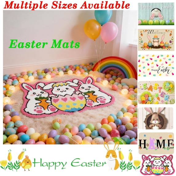 31.5"x47.2" Spring Holiday Bunny Eggs Area Carpet, Easter Decorative ...
